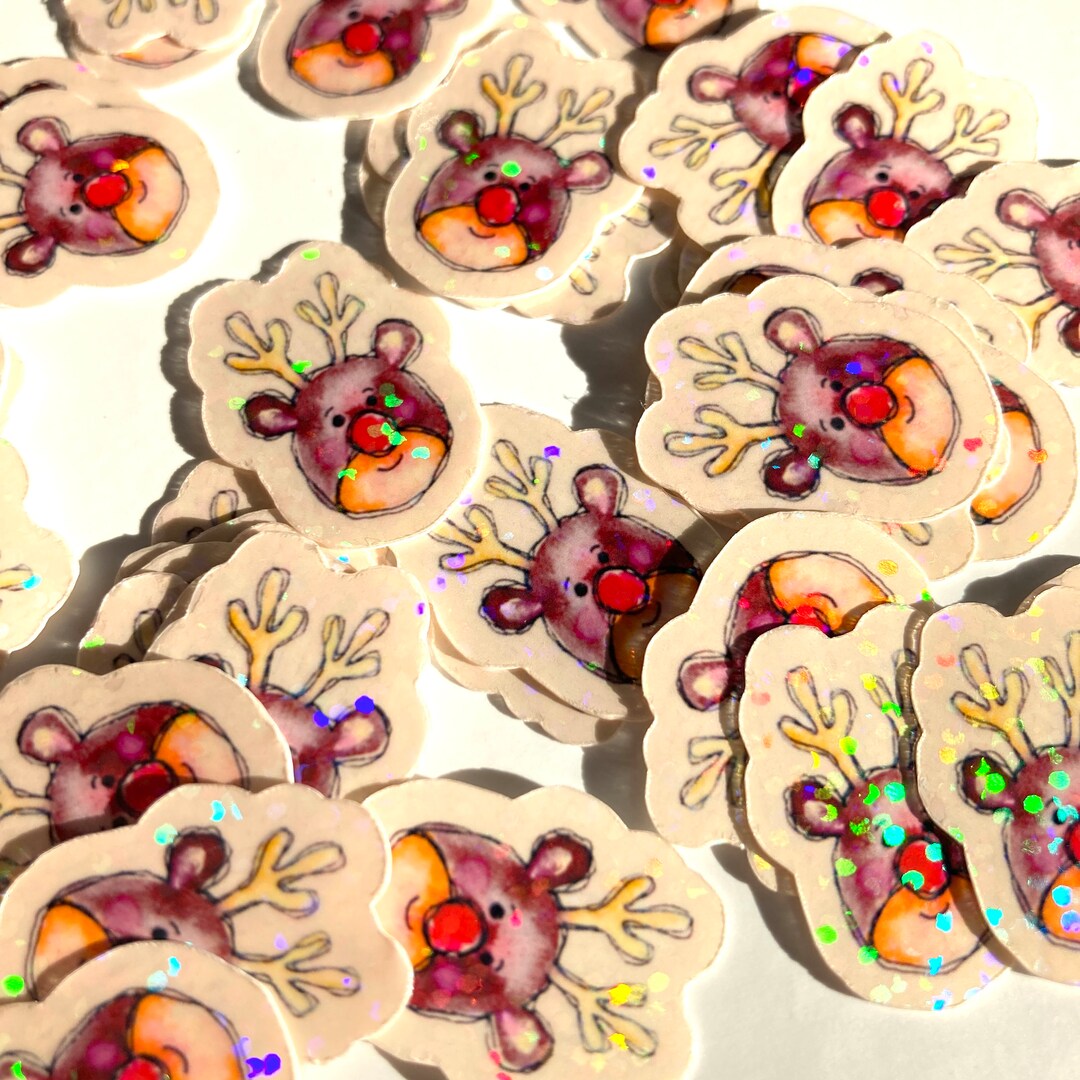 Little Reindeer Stickers, Mini Rudolph Stickers, Sticker Flakes ...