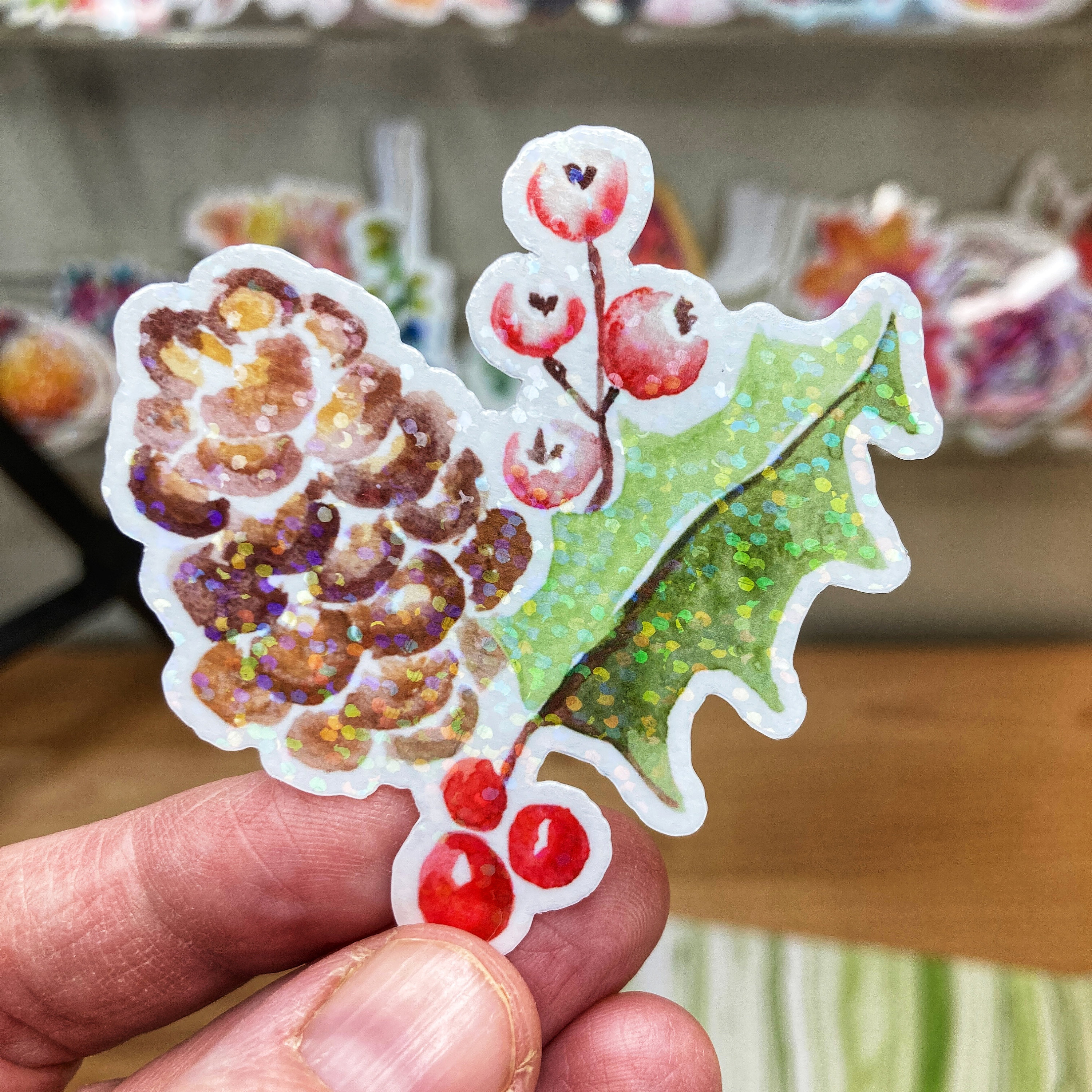 Pine Cone Sticker Mistletoe Sticker Berries Sticker 2.5 X | Etsy