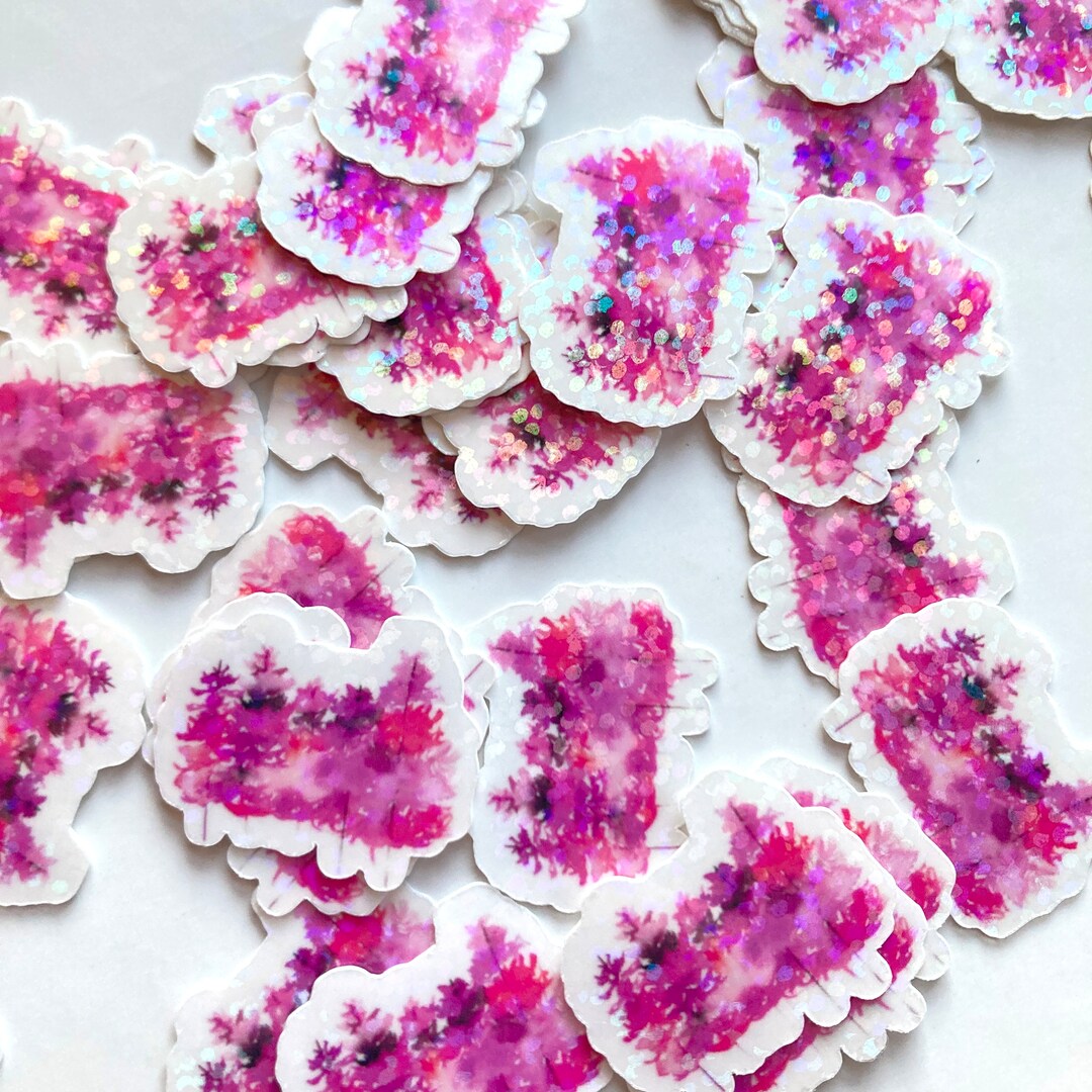 Mini Pink Watercolor Trees Sticker, Girly Sticker, Sticker Flakes ...