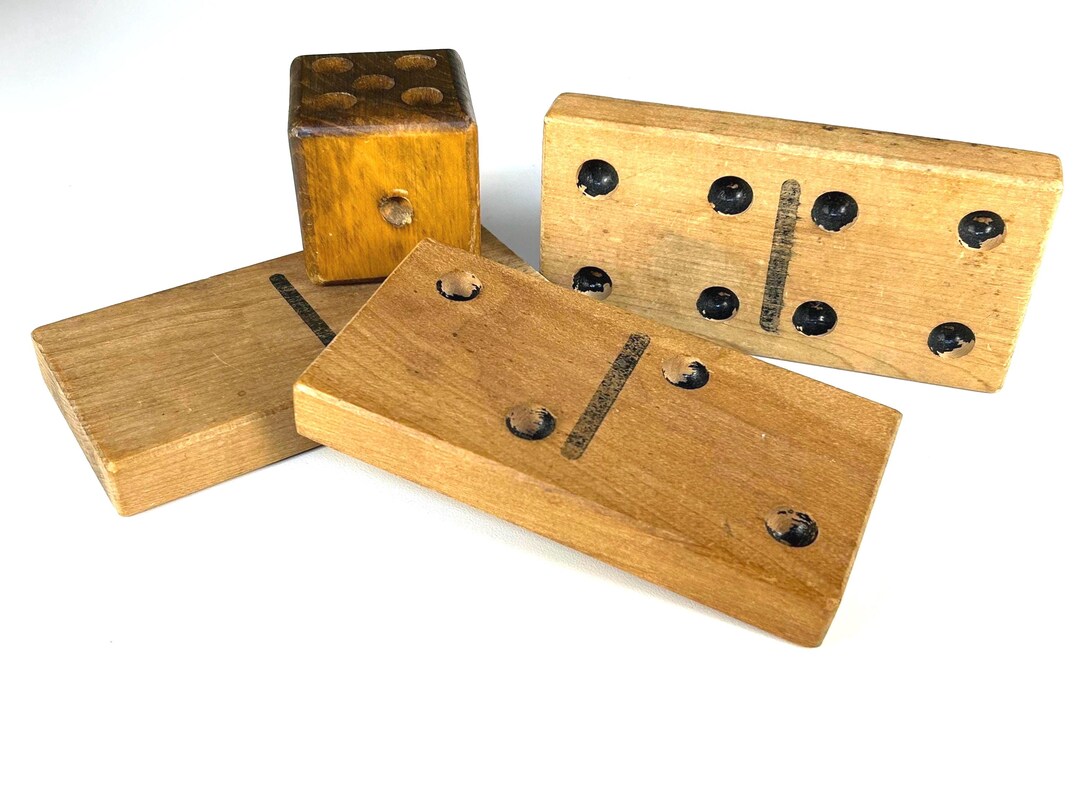 Vintage Oversized Wooden Dominoes and Die Shelf Decor 4-piece Set - Etsy