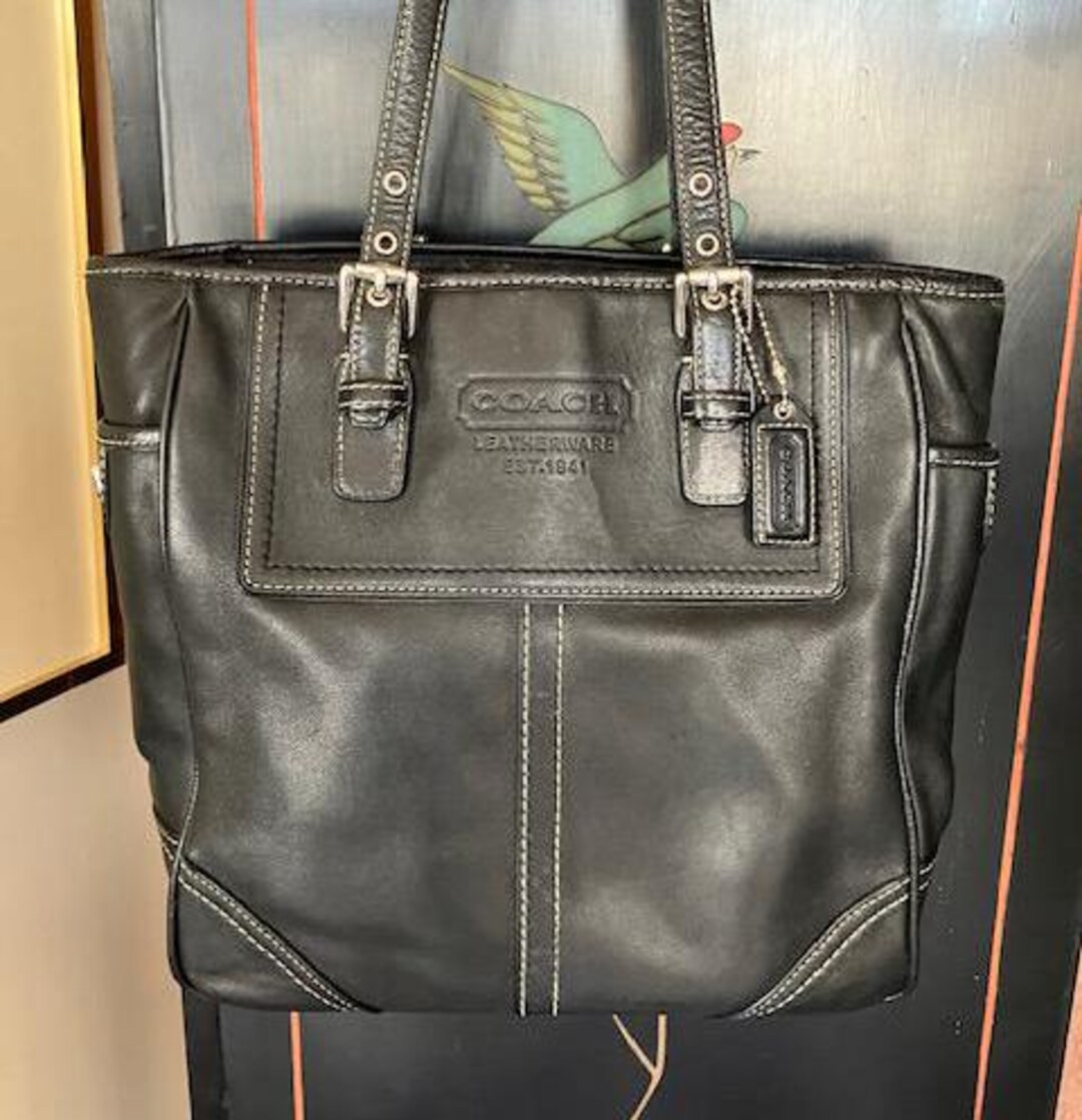 Coach "legacy" Black Leather Tote Shoulder Handbag #F0720-F11396 With ...