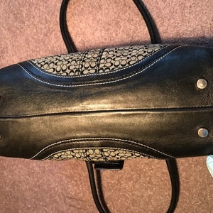 Coach Black Leather & Signature Canvas Satchel #G0785-F10929 With Charm ...