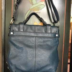 Fossil Navy Blue Pebbled Leather Shoulder/crossbody Bag With Top Handle ...