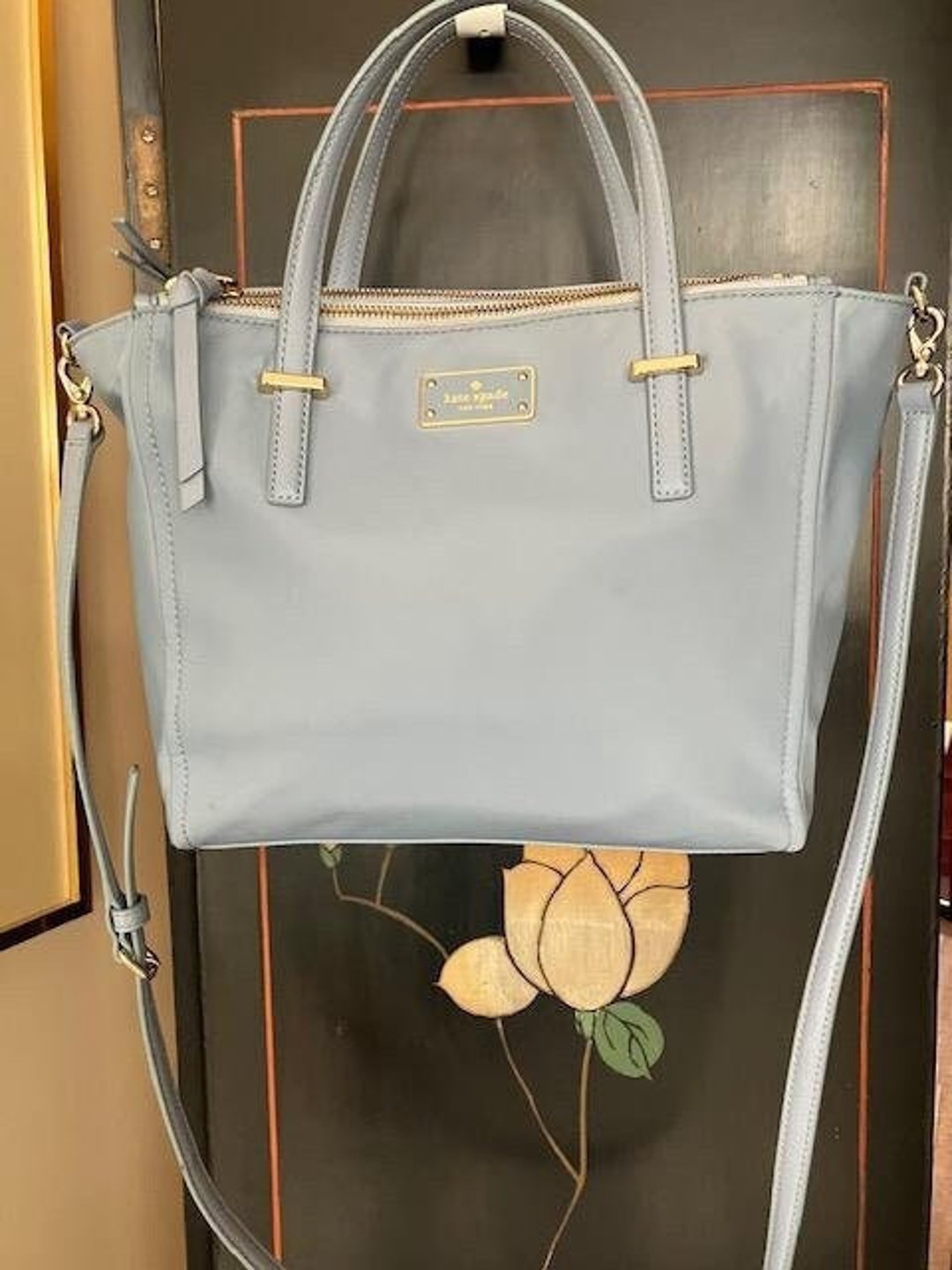 KATE SPADE S362 Large Nylon Cross Body Three Top Sections Handbag ...