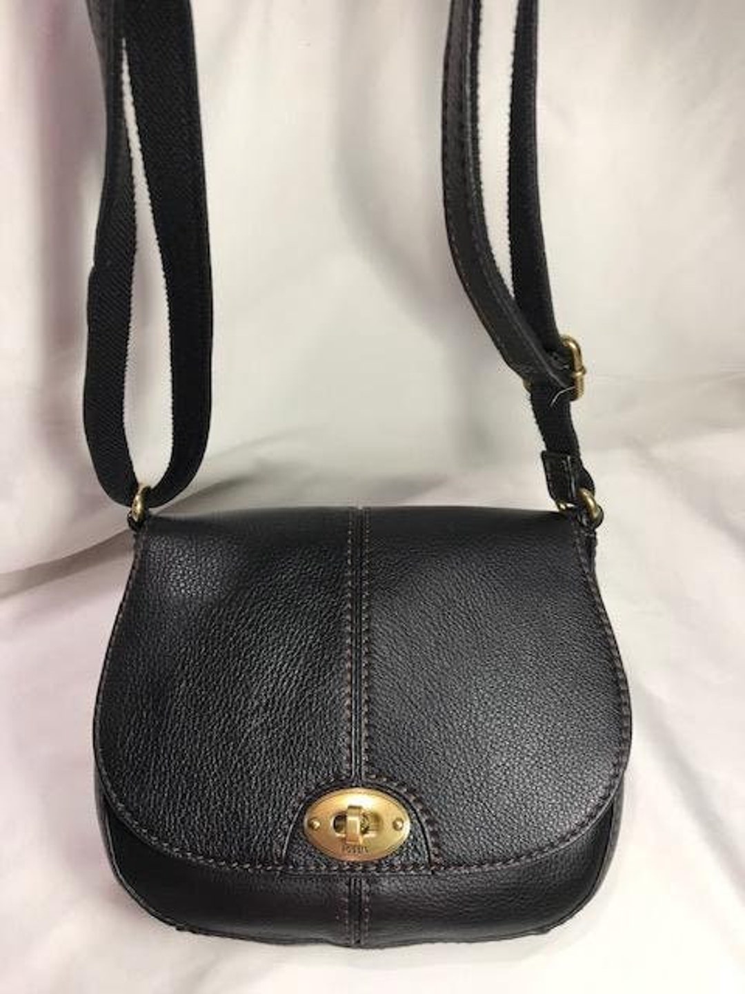 Fossil Black Pebbled Leather Shoulder / Crossbody Organizer Bag! - Etsy