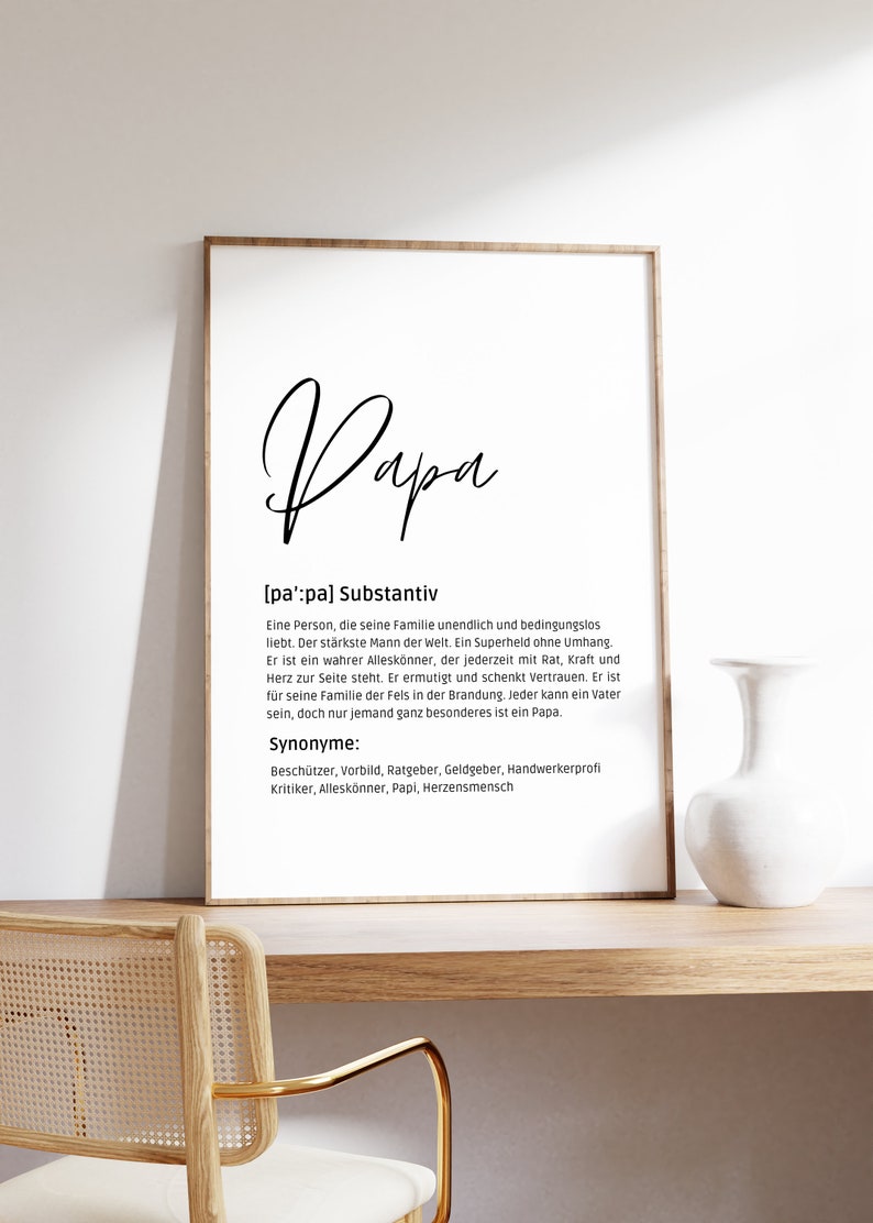 Poster Mural "papa" Definition - Digital Download - 2 Versions - Black ...