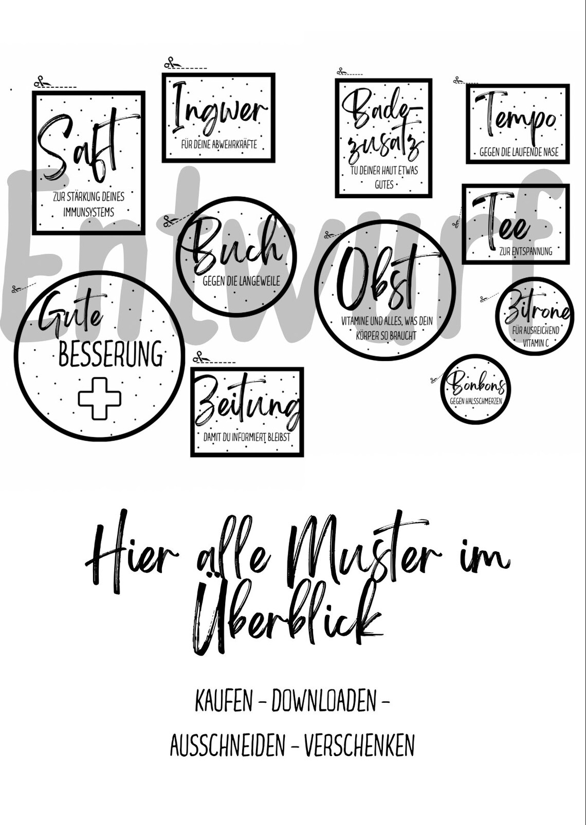 Gift for Visiting a Sick Person | Sick | 11 Labels | Download | Gift ...