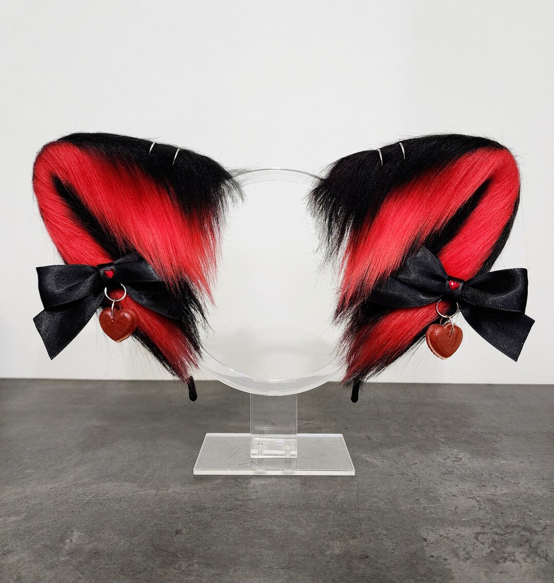 Red and Black Cat Ear Headband - Cat Ears - Etsy