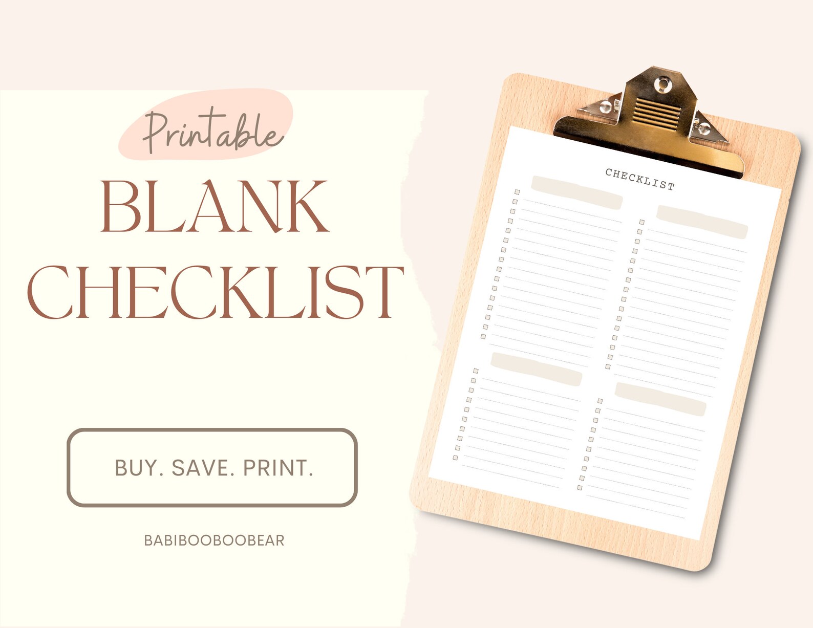 Blank Checklist Planner Printable, Checklist Planner Refill, to Do List ...