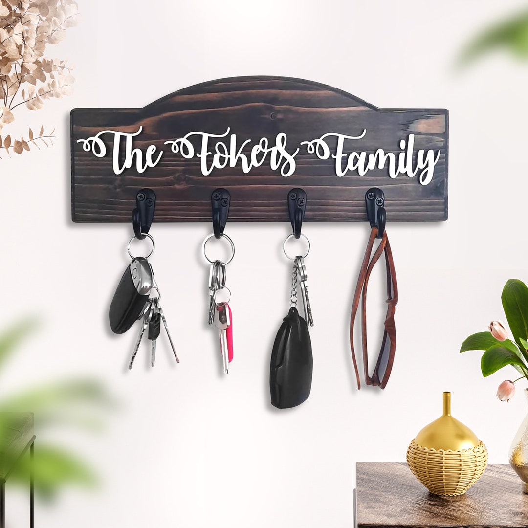Personalized Keyhook, Key Sign - Dark Brown, Earthy Gray, Dark Mahogany ...