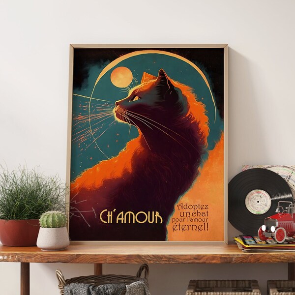 Antique French Cat Poster - Etsy