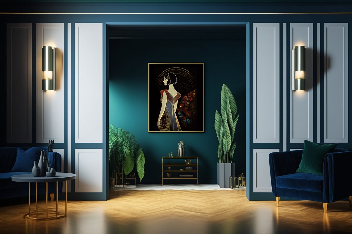 Glamorous Art Deco Woman Poster - Vintage Flapper Style Woman Poster ...