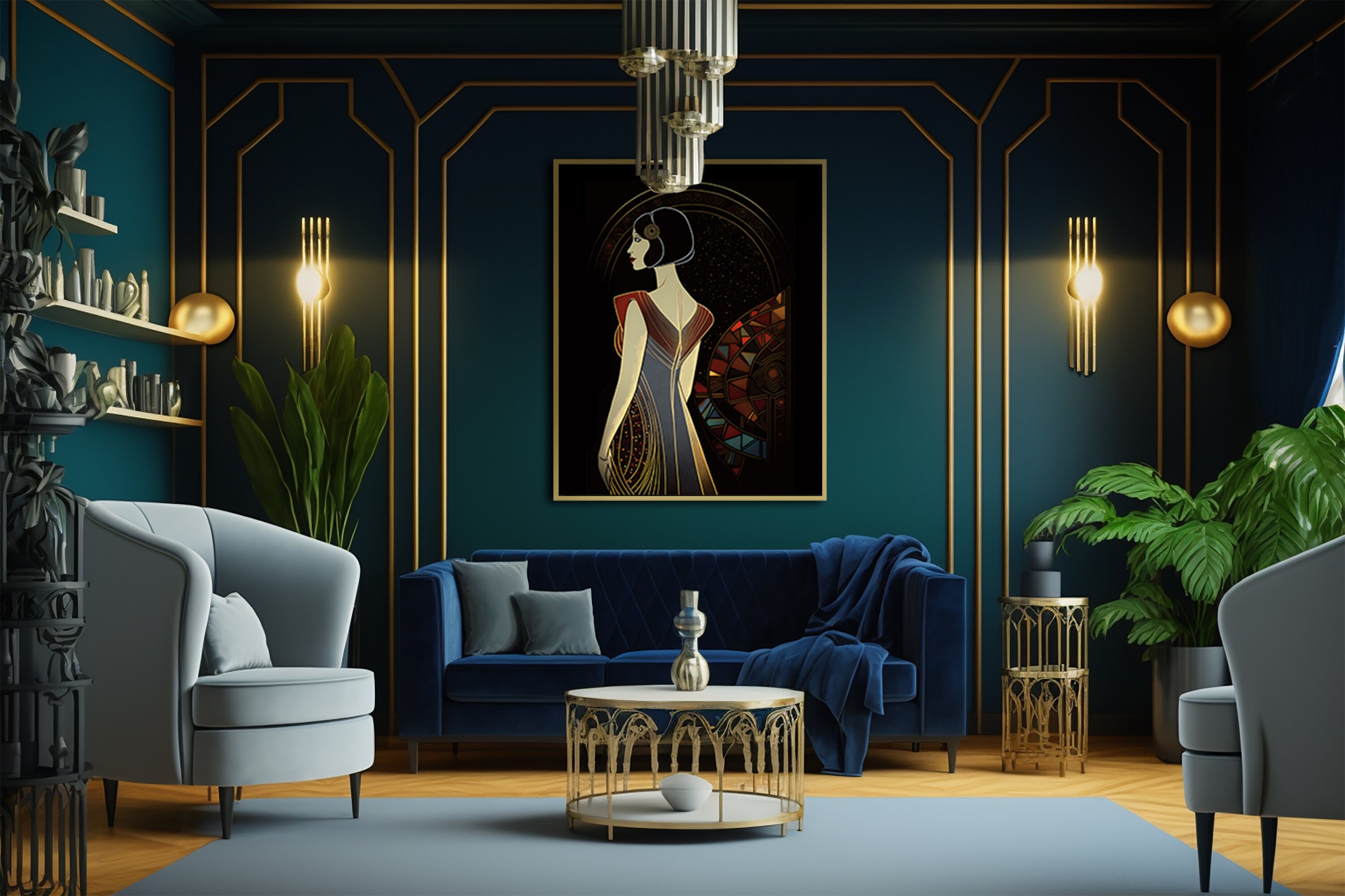Glamorous Art Deco Woman Poster - Vintage Flapper Style Woman Poster ...
