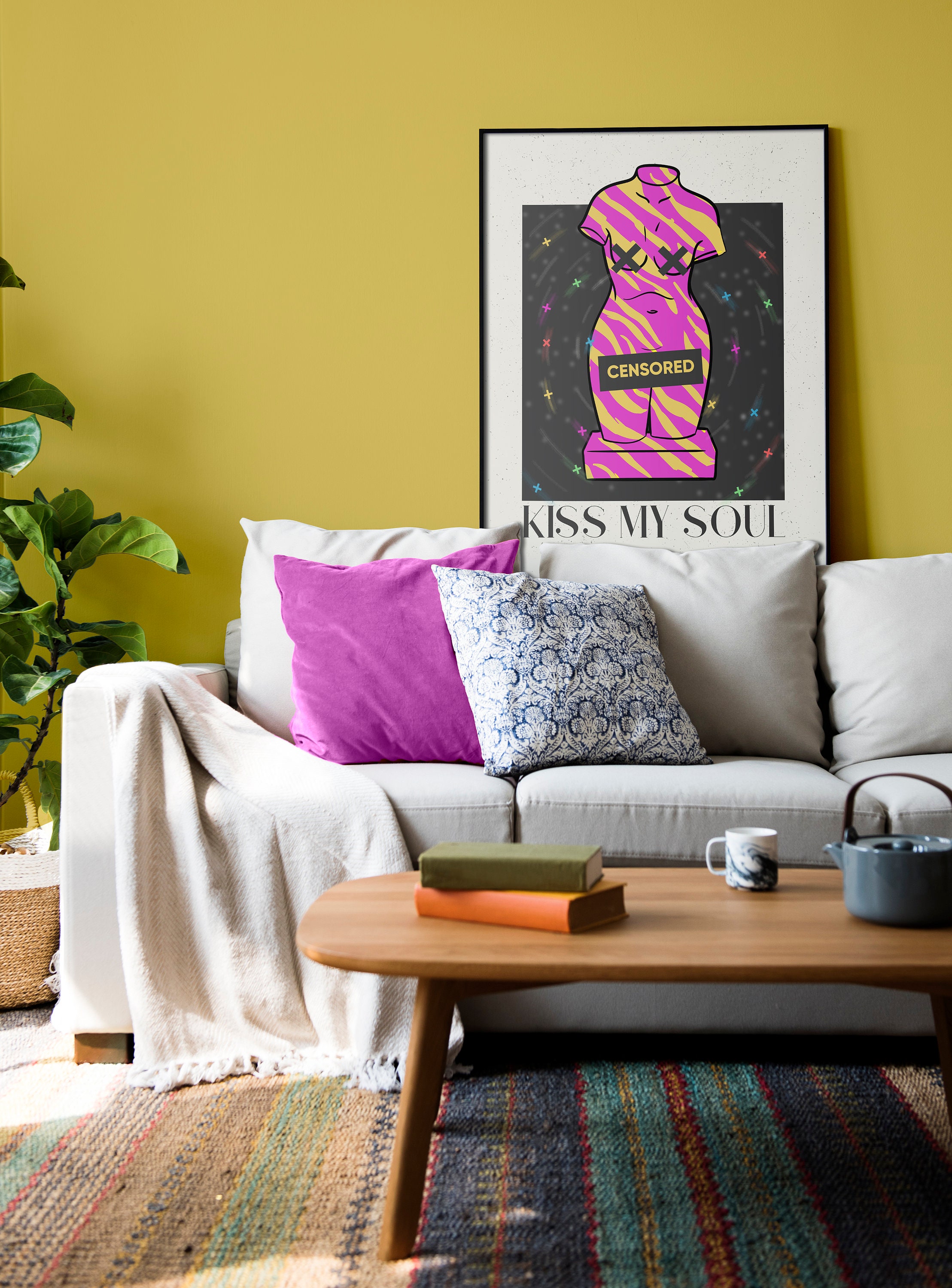 Kiss My Soul Psychedelic Poster I 70s Wall Art Y2k Room Decor Aesthetic ...