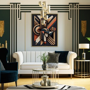 Art Deco Print Geometric Abstract Wall Art, Modern Art Deco Home Decor ...