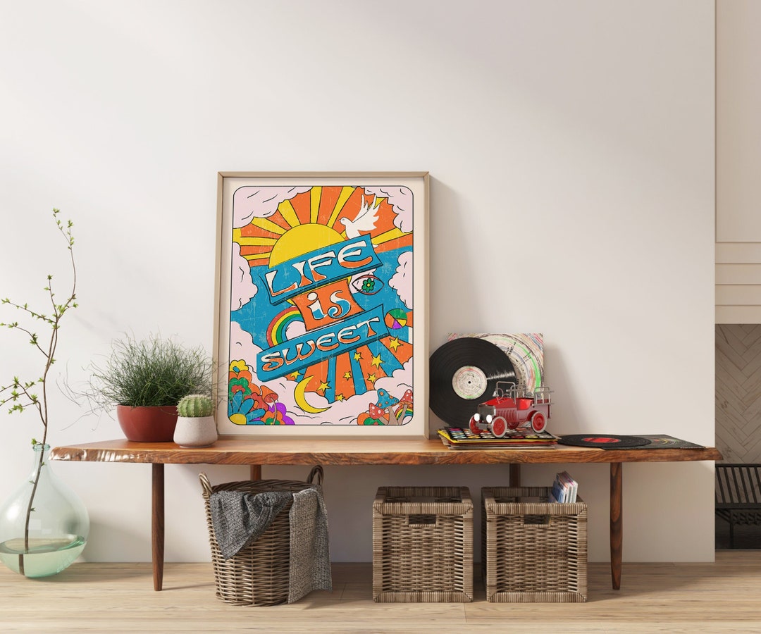 Retro Poster Quote Wall Art I 70s Retro Home Decor I Vibrant Retro Wall ...