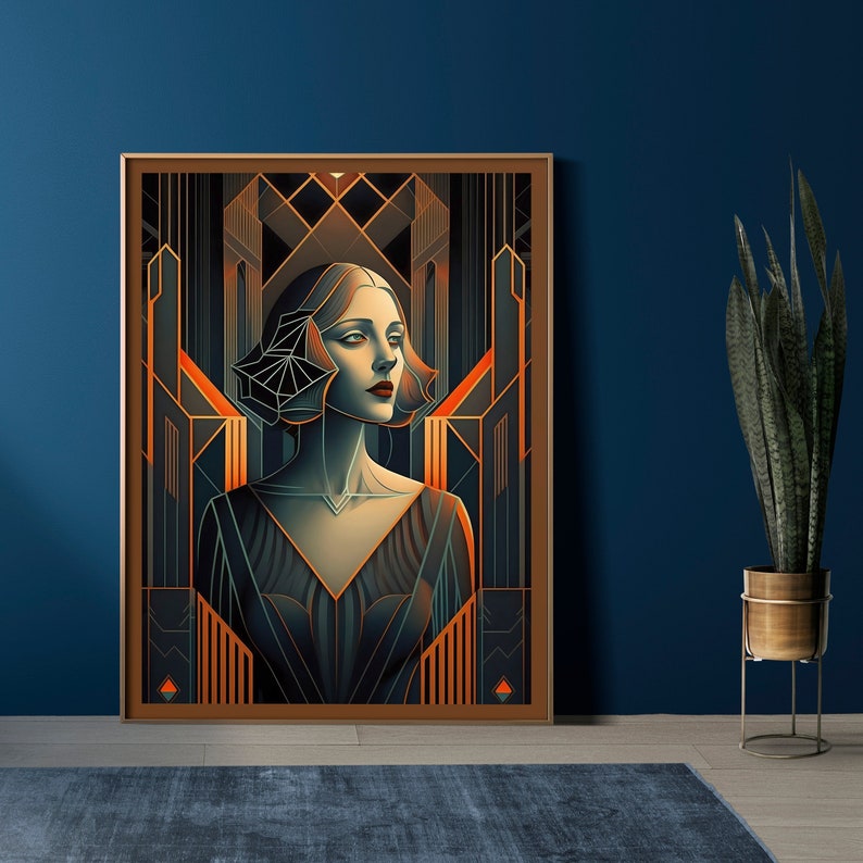 Glamorous Art Deco Woman Poster - Vintage Flapper Style Woman Poster ...