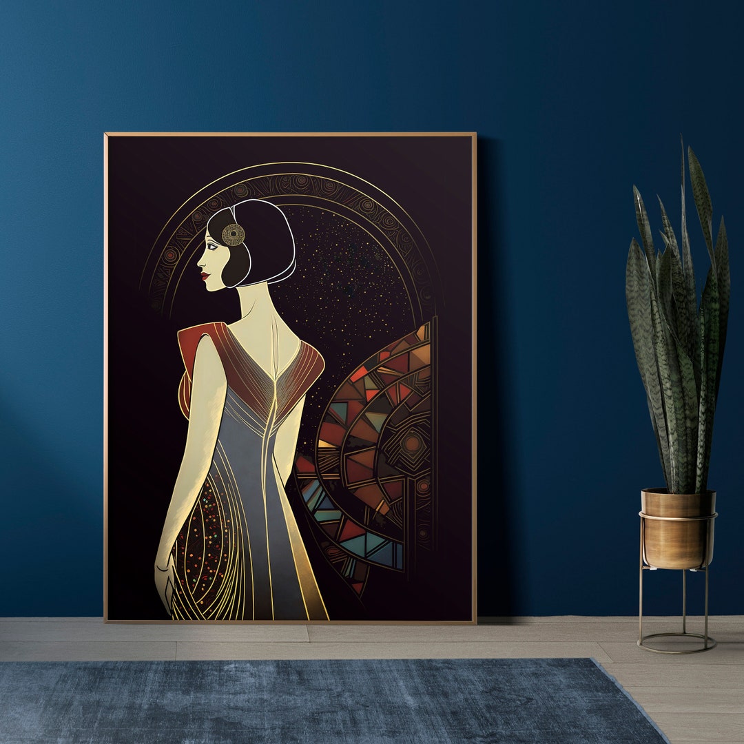 Glamorous Art Deco Woman Poster - Vintage Flapper Style Woman Poster ...