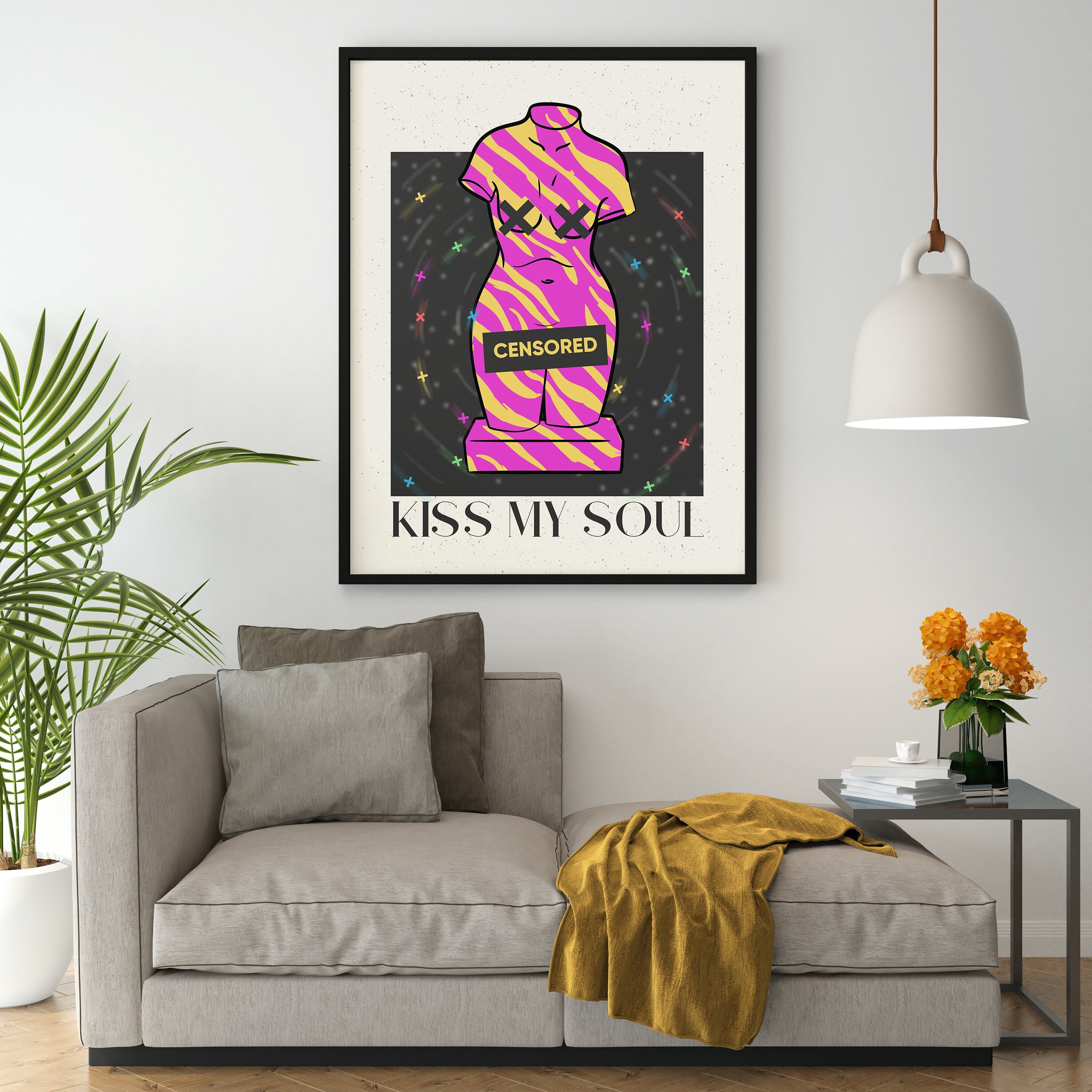 Kiss My Soul Psychedelic Poster I 70s Wall Art Y2k Room Decor Aesthetic ...