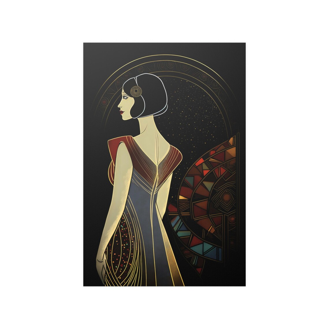 Glamorous Art Deco Woman Poster - Vintage Flapper Style Woman Poster ...