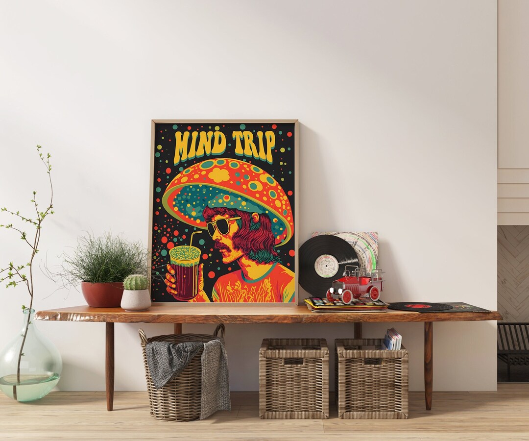Retro 70s Wall Art Print Trippy Wall Art "mind Trip" Quote Decor ...