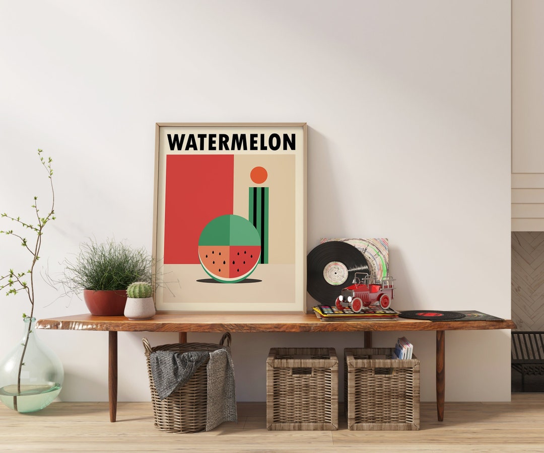 Minimalist Watermelon Wall Art Print, Retro Watermelon Print, Boho Wall ...