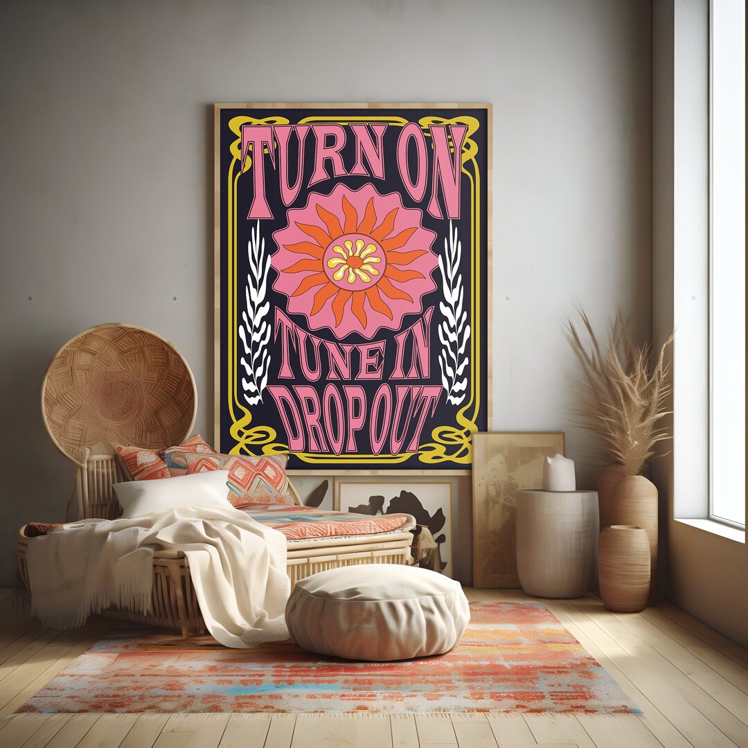 Psychedelic Art Retro Print 70s Decor Motivational Posters, Vintage ...