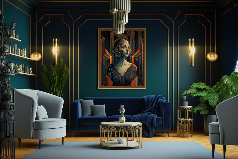 Glamorous Art Deco Woman Poster - Vintage Flapper Style Woman Poster ...