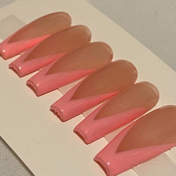 V Cut Press on Acrylic Nails - Etsy