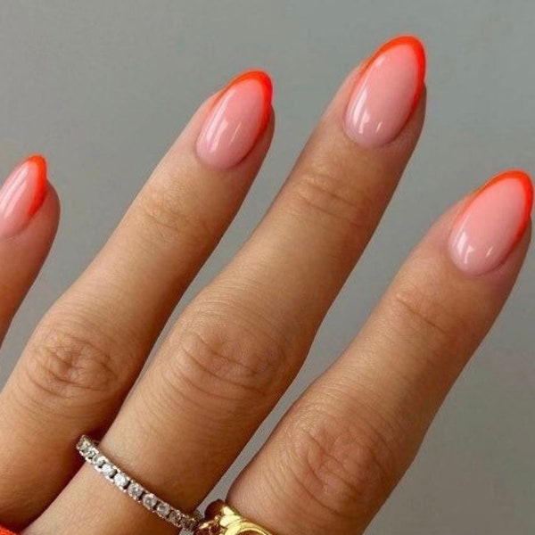 Short Almond French Tip - Etsy