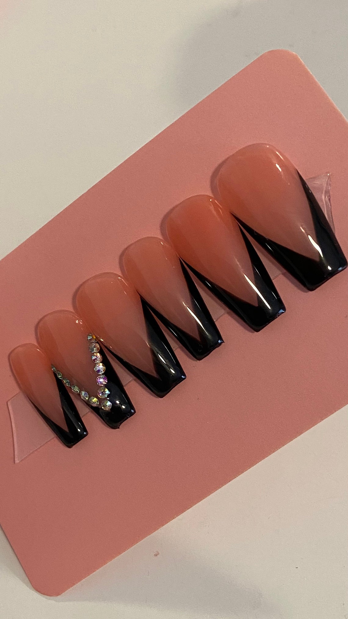 V-cut Frenchies| French Tip Press on Nails| Bling French Tip Press Ons ...