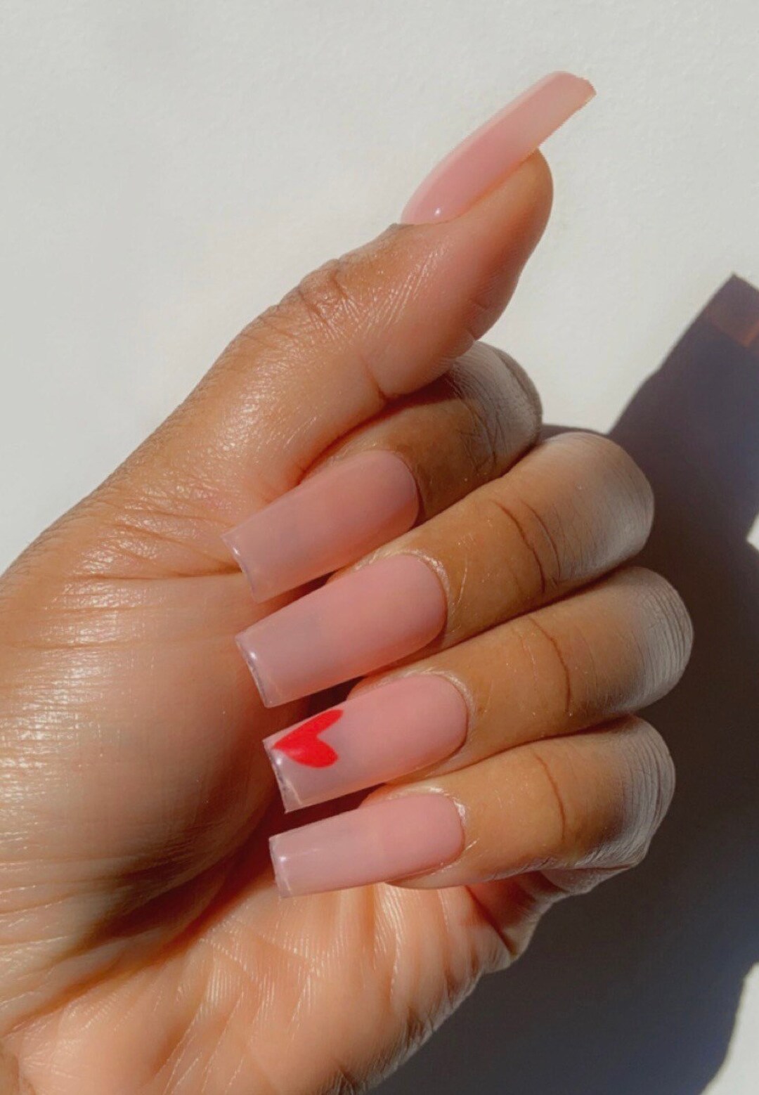 Jelly Neutral Pink Heart Press on Nails | Jelly Pink Press Ons | Heart ...