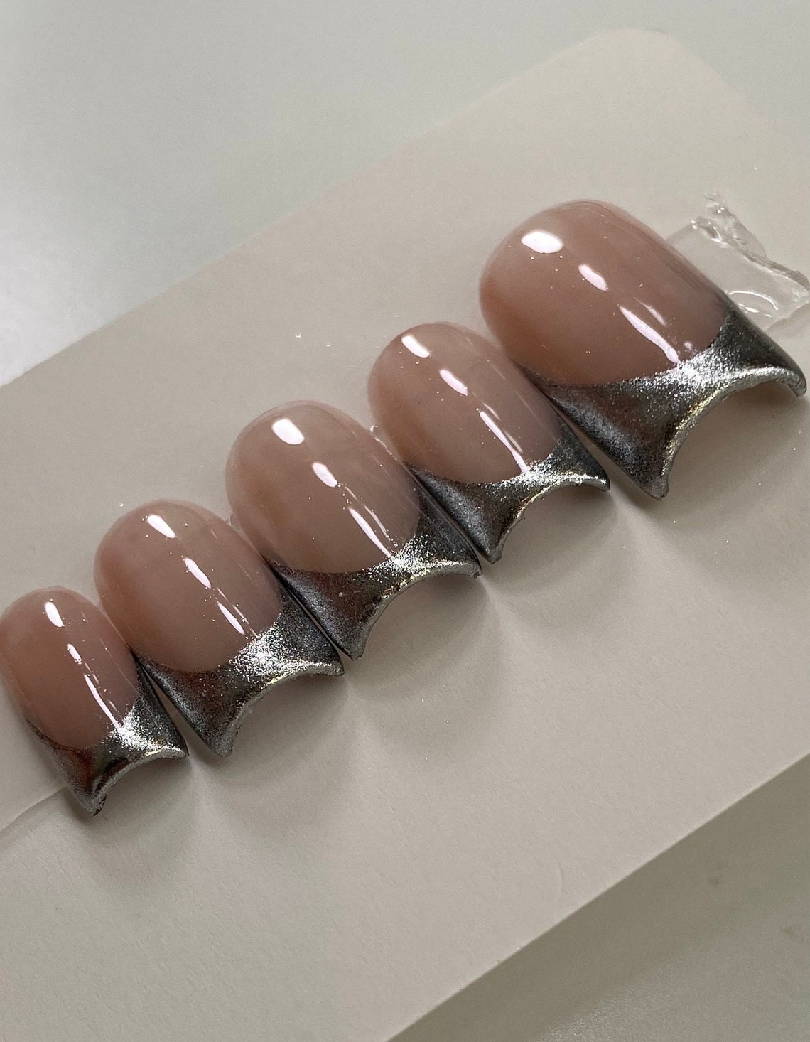 Chrome Frenchies Silver Chrome Presson Nails Chrome French - Etsy