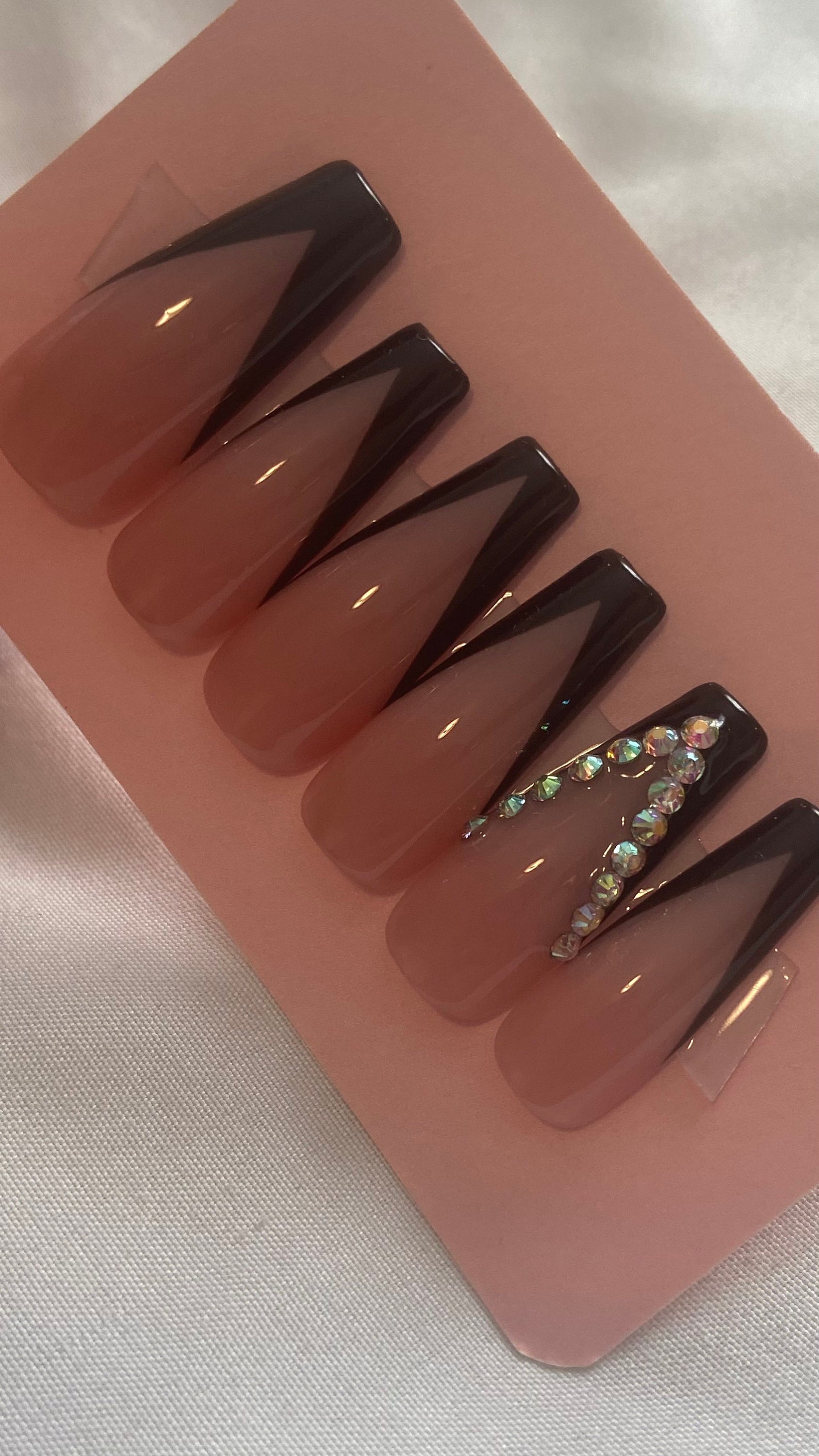 V-cut Frenchies| French Tip Press on Nails| Bling French Tip Press Ons ...