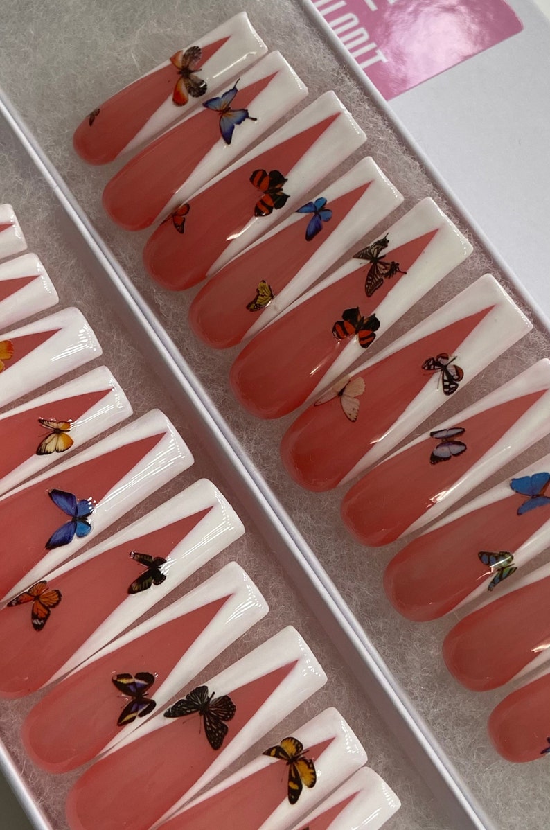 Butterfly Press on Nails 10pcs - Etsy