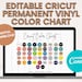 Editable Cricut Vinyl Color Chart Permanent Vinyl Color Chart - Etsy