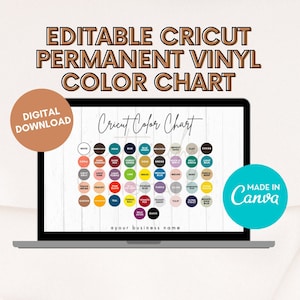Editable Cricut Vinyl Color Chart, Permanent Vinyl Color Chart Editable ...