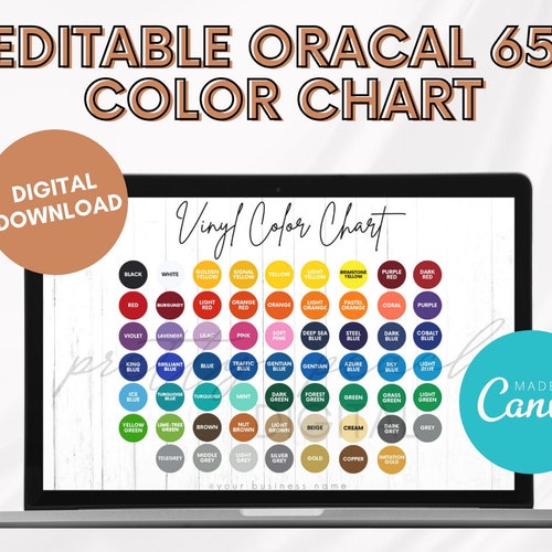 Editable Oracal 651 Color Chart Vinyl Color Chart Editable - Etsy