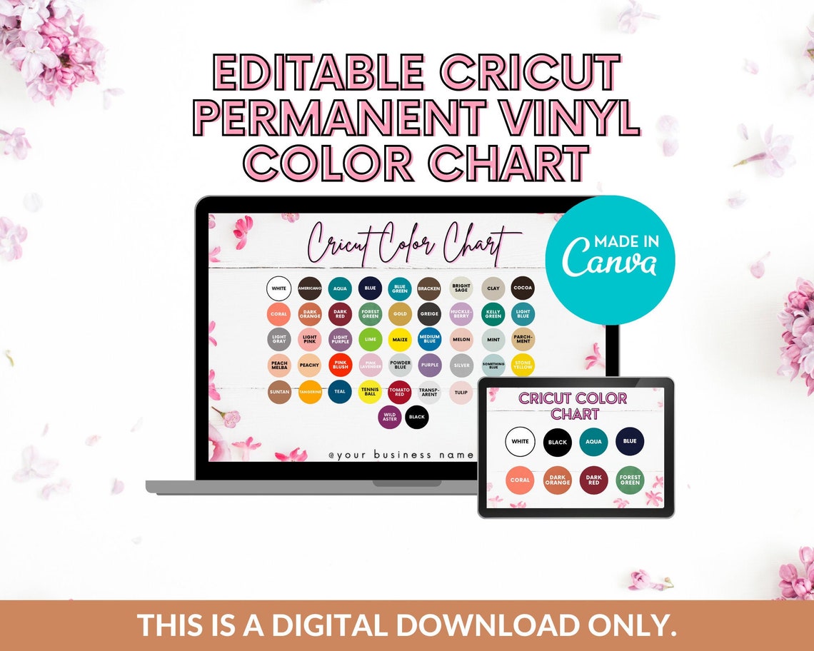 Editable Cricut Vinyl Color Chart Floral Permanent Vinyl - Etsy