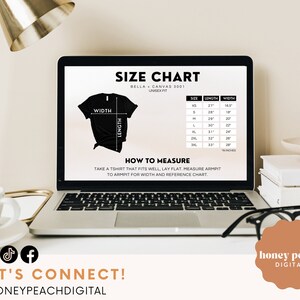 Editable Bella Canvas 3001 Size Chart, Size Chart Template, Printify ...