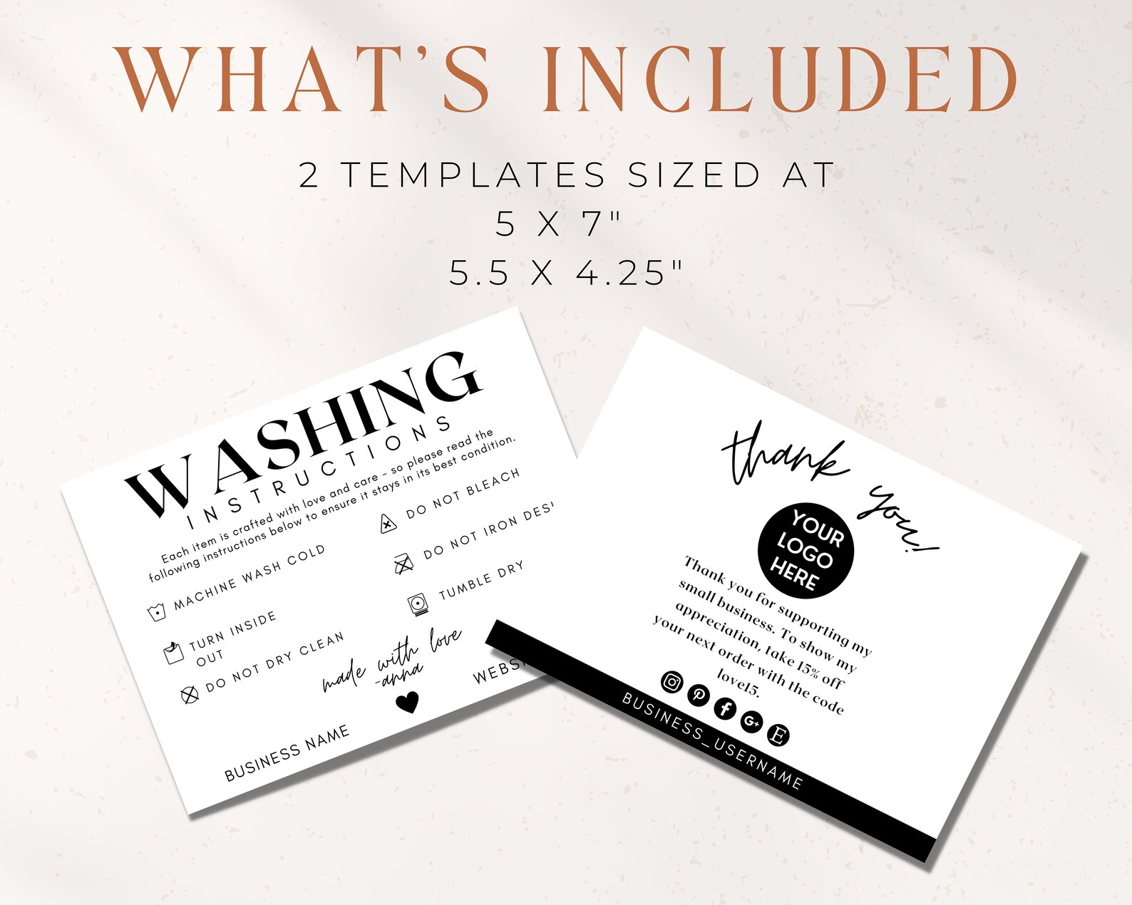 Editable Washing Instructions Card Template Printable - Etsy