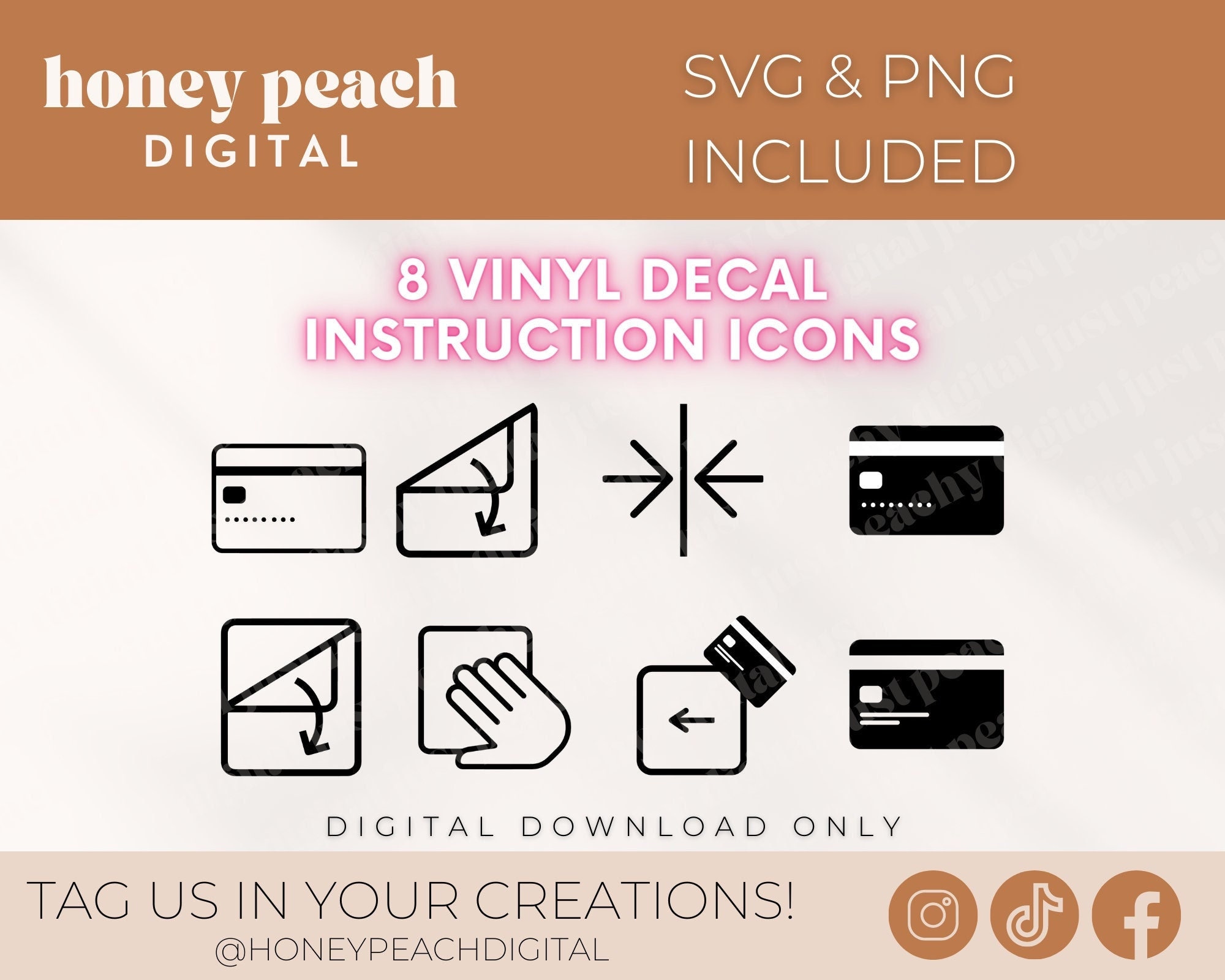 Vinyl Instructions Icons Vinyl Decal Care Card Icons - Etsy