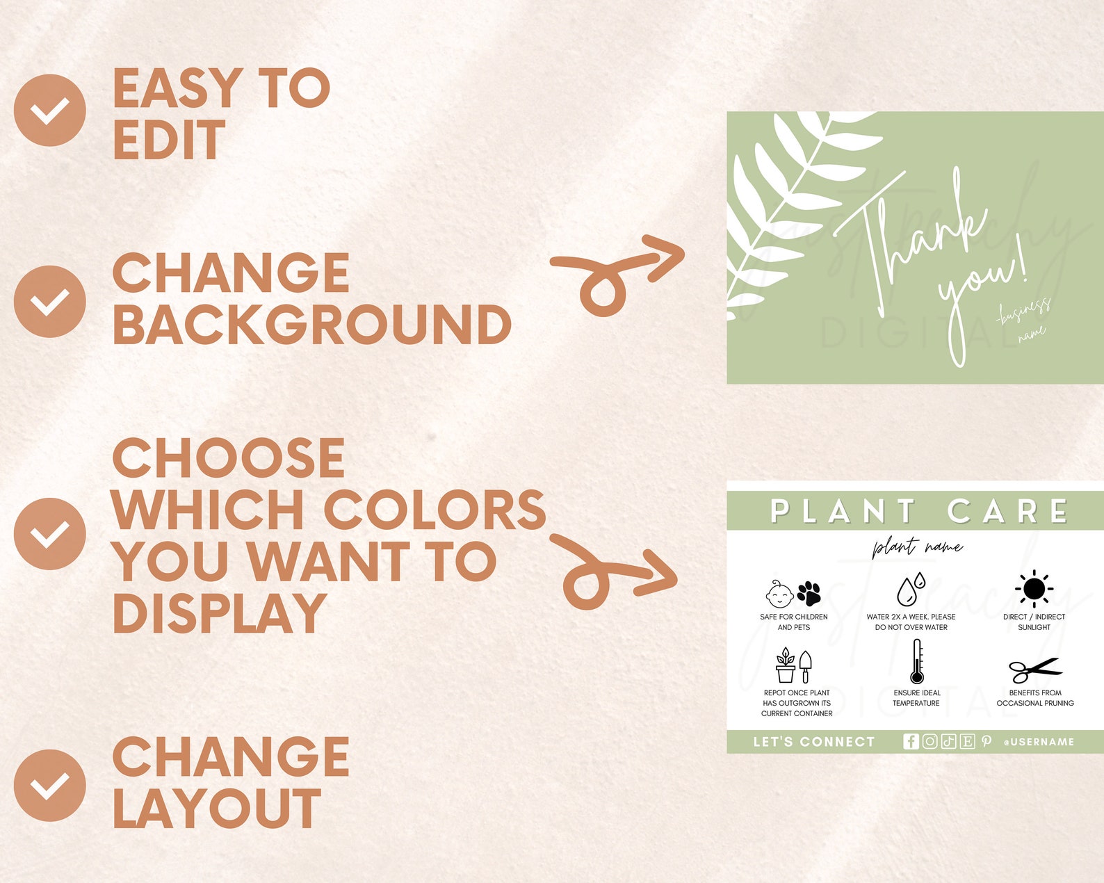 Editable Plant Care Card Template, Editable Care Card Canva Template ...