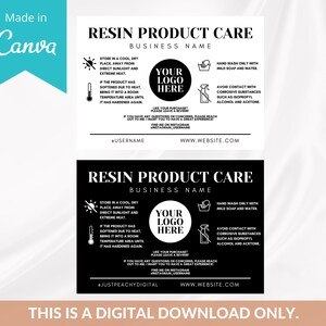 Resin Care Card Template, Resin Guide Canva Template, Simple Resin Card ...