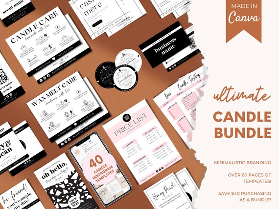 Editable Candle Business Bundle Candle Label Design Candle - Etsy