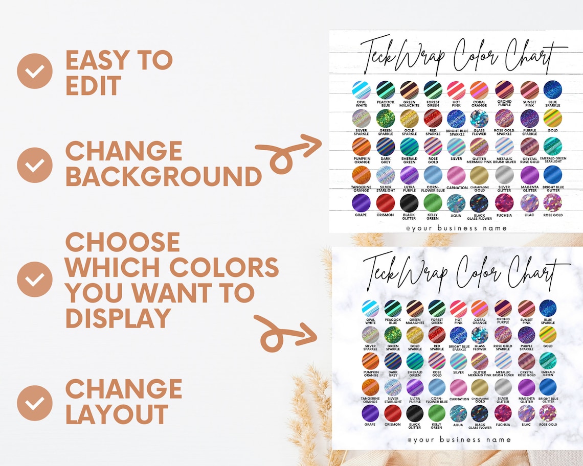 Editable Teckwrap Vinyl Color Chart for Cricut and Silhouette Users ...