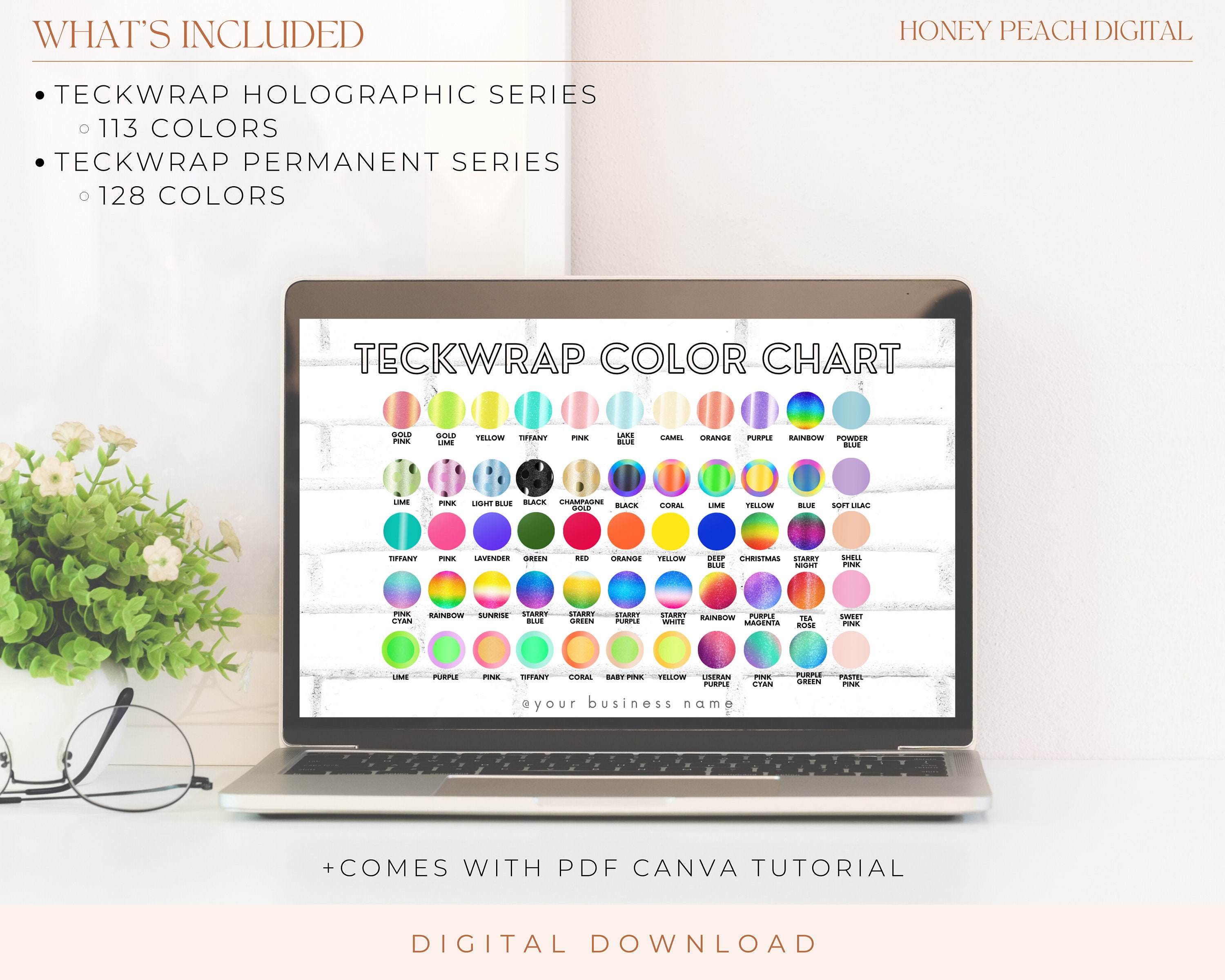 Editable Teckwrap Vinyl Color Chart Template, Permanent Vinyl Colour ...