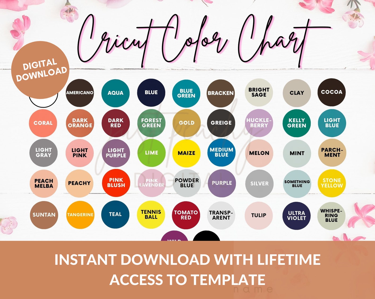 Editable Cricut Vinyl Color Chart Floral Permanent Vinyl - Etsy España