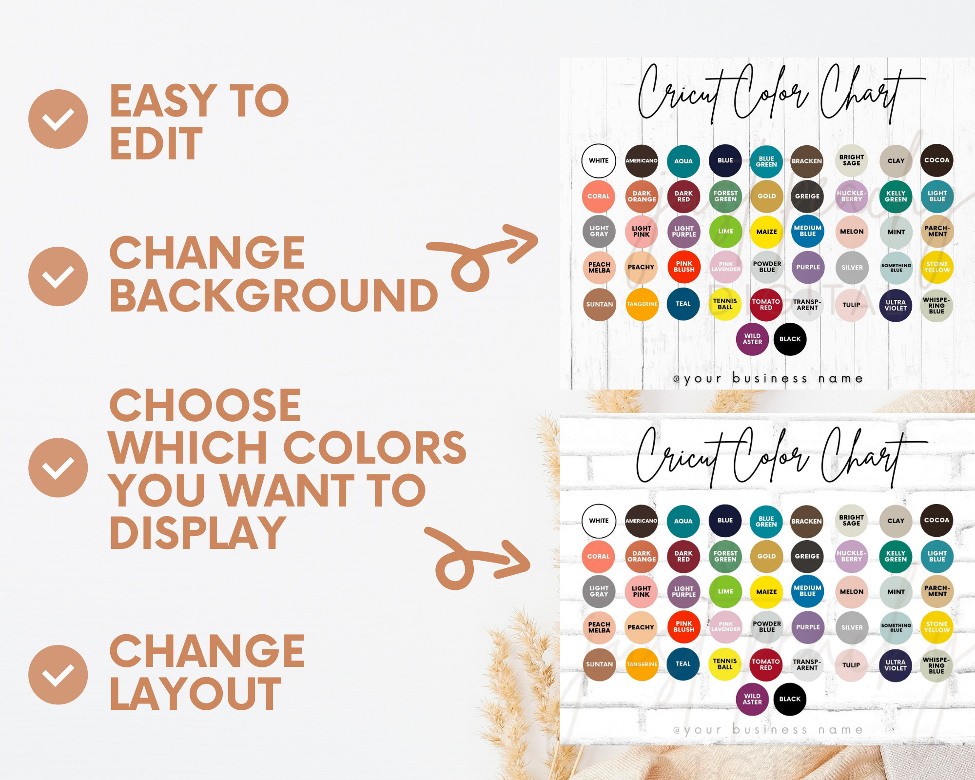 Editable Cricut Vinyl Color Chart Permanent Vinyl Color Chart - Etsy