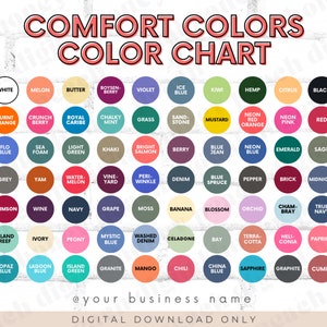 Editable Comfort Colors 1717 Size Chart Bundle, Comfort Colors Color ...